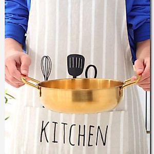 Portable Stainless Steel Noodle Pot for Cooking Ramen, Lightweight Korean Ramen Pot for Gas Stove, Induction Stove - Gold (Inner diameter 26cm)