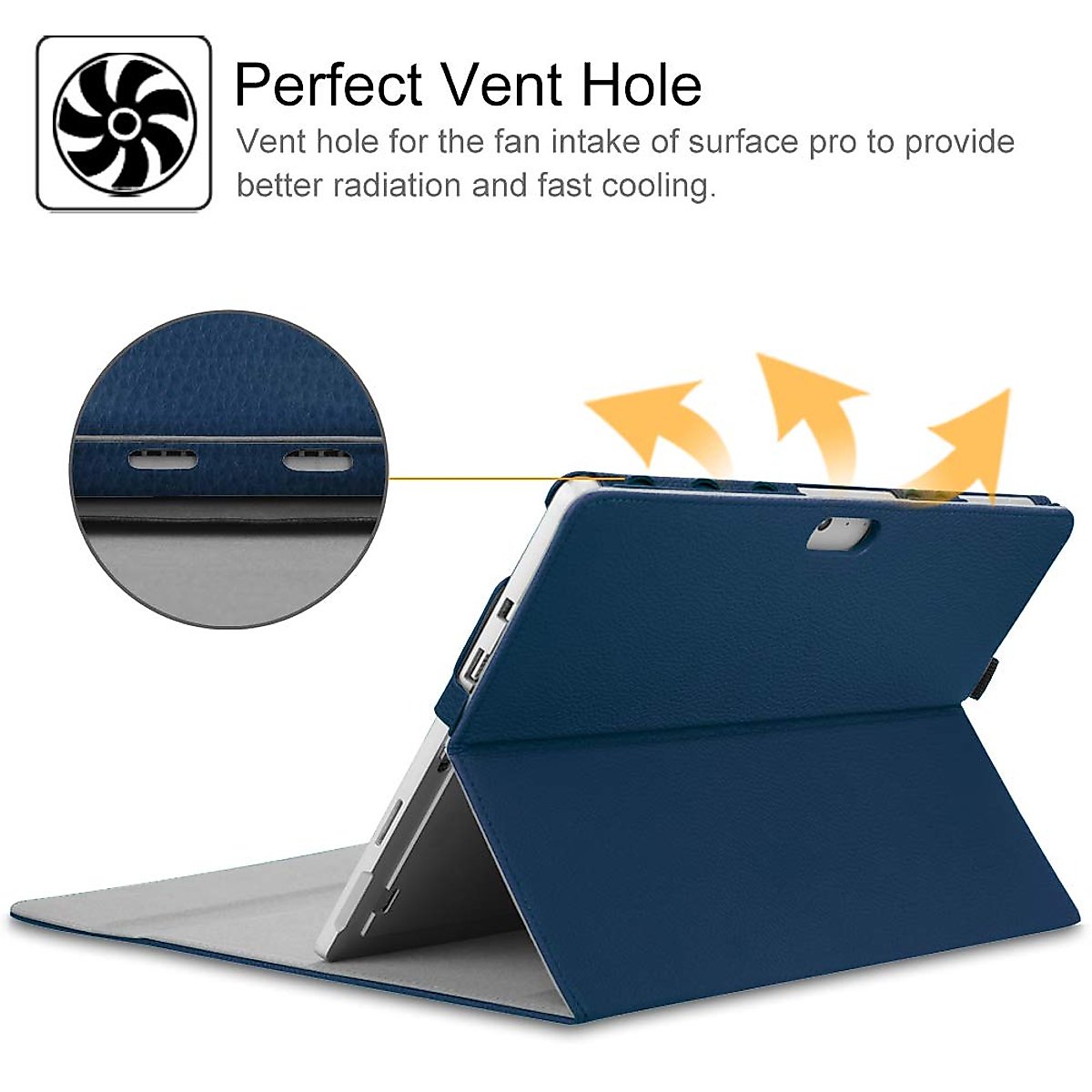 Fintie Case for Microsoft Surface Pro 7 Plus, Surface Pro 7/6/5/4/3 12.3 Inch Tablet - Multiple Angle Viewing Portfolio Business Cover, Compatible w/Type Cover Keyboard, Navy