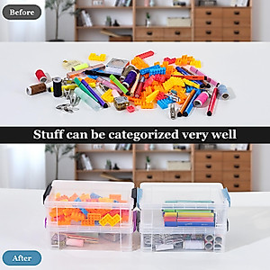 AXQMY 4 Pack Large Plastic Pencil Box Clear Stackable Pencil Case Crayon Box Bulk, Office Supplies Storage Organizer Box for Pens Pencils School Supply