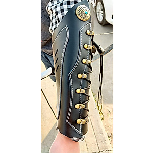 Windfulogo PU Leather Archery Arm Guard Hand Protector Brace Longbow Hunting Shooting Black