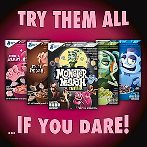 Franken Berry Cereal with Monster Marshmallows, Kids Breakfast Cereal, Limited Edition, Made with Whole Grain, Family Size, 16 oz