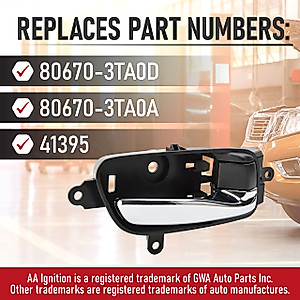 Interior Door Handle Passenger Side, Right - Front or Rear - Compatible with Nissan Altima 2013-2018, Armada 14-15, Murano 2015 - 2019, Pathfinder 2013-2019, Titan - Replaces 80670-3TA0D, 80670-3TA0A