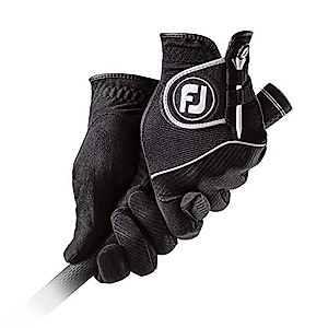 FootJoy Men's RainGrip Pair Golf Glove Black X-Large, Pair