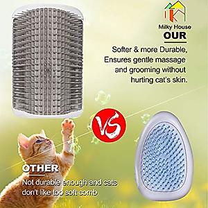 Cat Self Groomer Arch 4PCS Self Cleaning Slicker Brush Upgraded Cat Brushes Wall Corner for Shedding Grooming, Softer Massager Comb Interactive Toy for Short Long Haired Cats Fur Pets Dog Kitten Puppy
