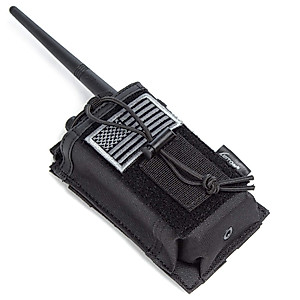 2 Pack Tactical Radio Holder Radio Case Molle Radio Holster Military Heavy Duty Radios Pouch Bag for Two Ways Walkie Talkies Adjustable Storage with 3 Pack Patch