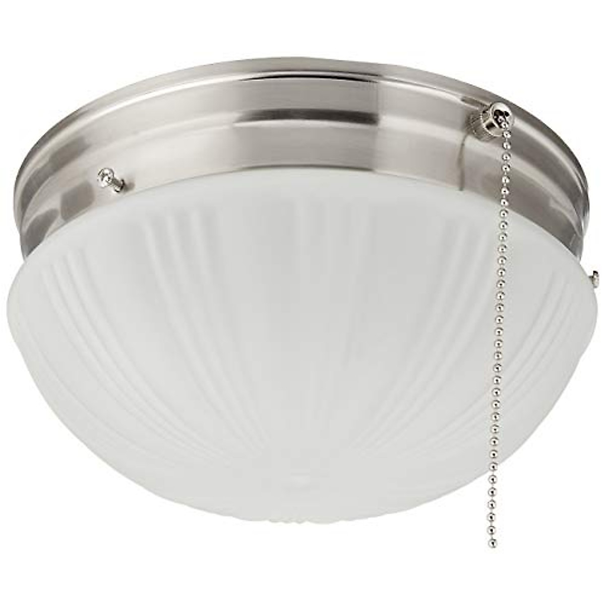 Westinghouse 6721000 Two-Light Flush-Mount Interior Ceiling Fixture with Pull Chain, Brushed Nickel Finish with Frosted Fluted Glass, Diameter: 8.75 Inches