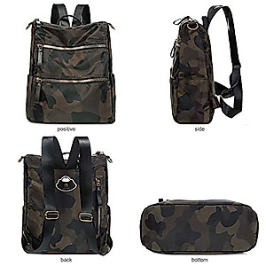 AO ALI VICTORY Women Nylon Backpack Purse Convertible Handbags and Shoulder Bag School Bookbags Anti Theft Travel Purses Casual Daypack (B-Camo Green)