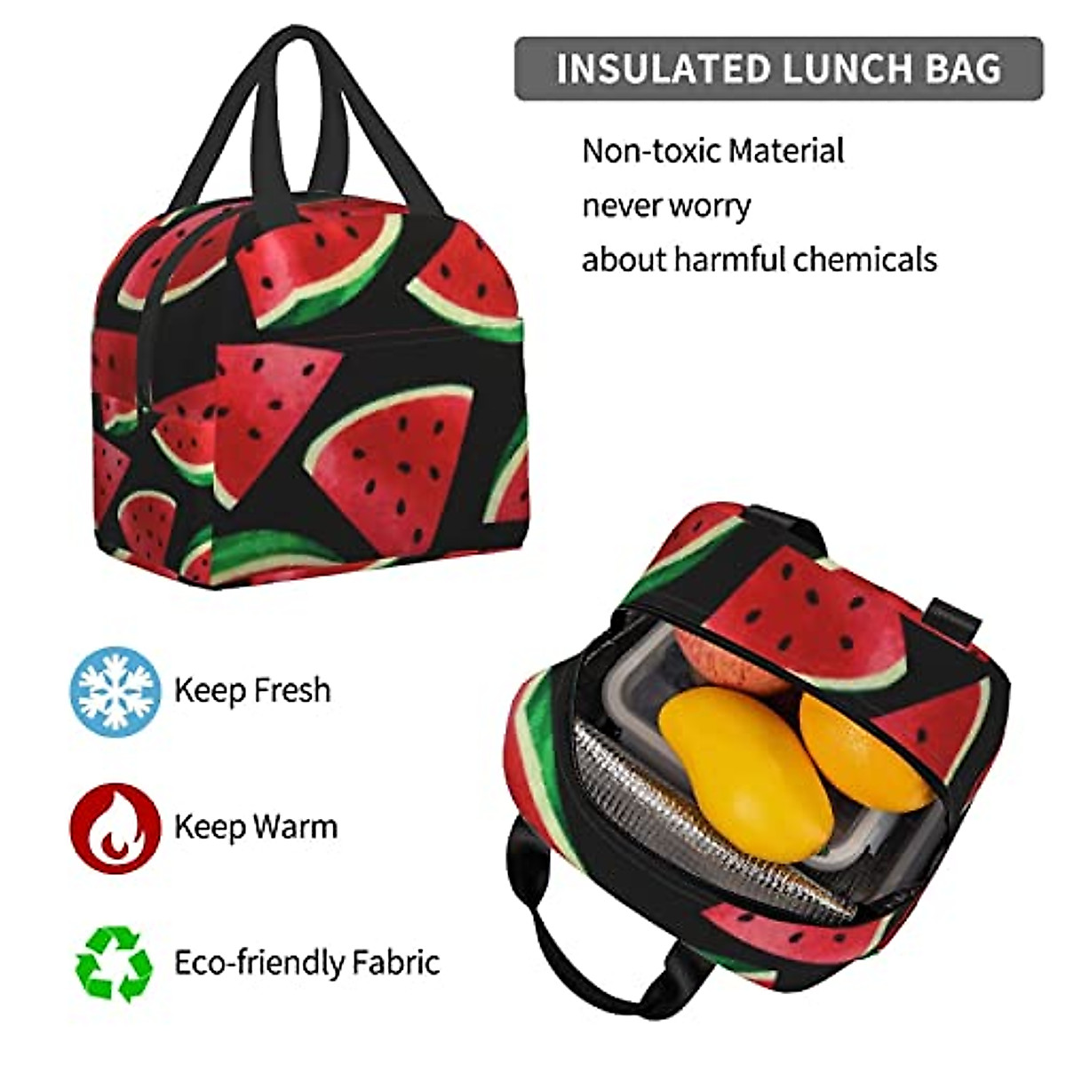 xubrextas 2pcs Backpack Set For Boys, Watermelon Backpacks And Lunch Box For Girl Elementary Bags Teens Bookbags