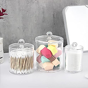 Lunhoo 3 Pack Cotton Swab Ball Pad Holder, Clear Makeup Organizer, Bathroom Containers Dispenser