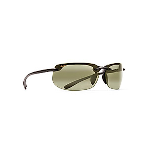Maui Jim Men's and Women's Banyans Polarized Rimless Sunglasses, Gloss Black/Maui HT™, Large