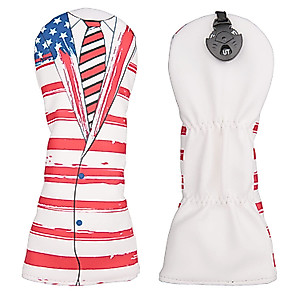 Golf Builder 4pcs/Set White Leather with Suit Design Golf Club Driver Fairway Wood Hybrid Head Covers 1 3 5 UT Covers