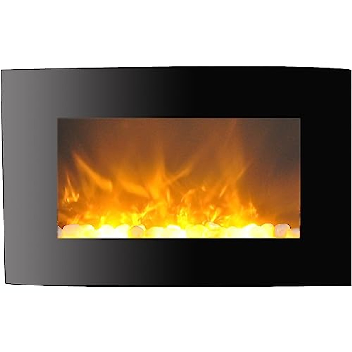 Cambridge Callisto 35 In. Curved Electric Wall Mounted Fireplace Heater with Flame Crystal Rock Display, Adjustable Heat, Remote - CAM35WMEF-1BLK