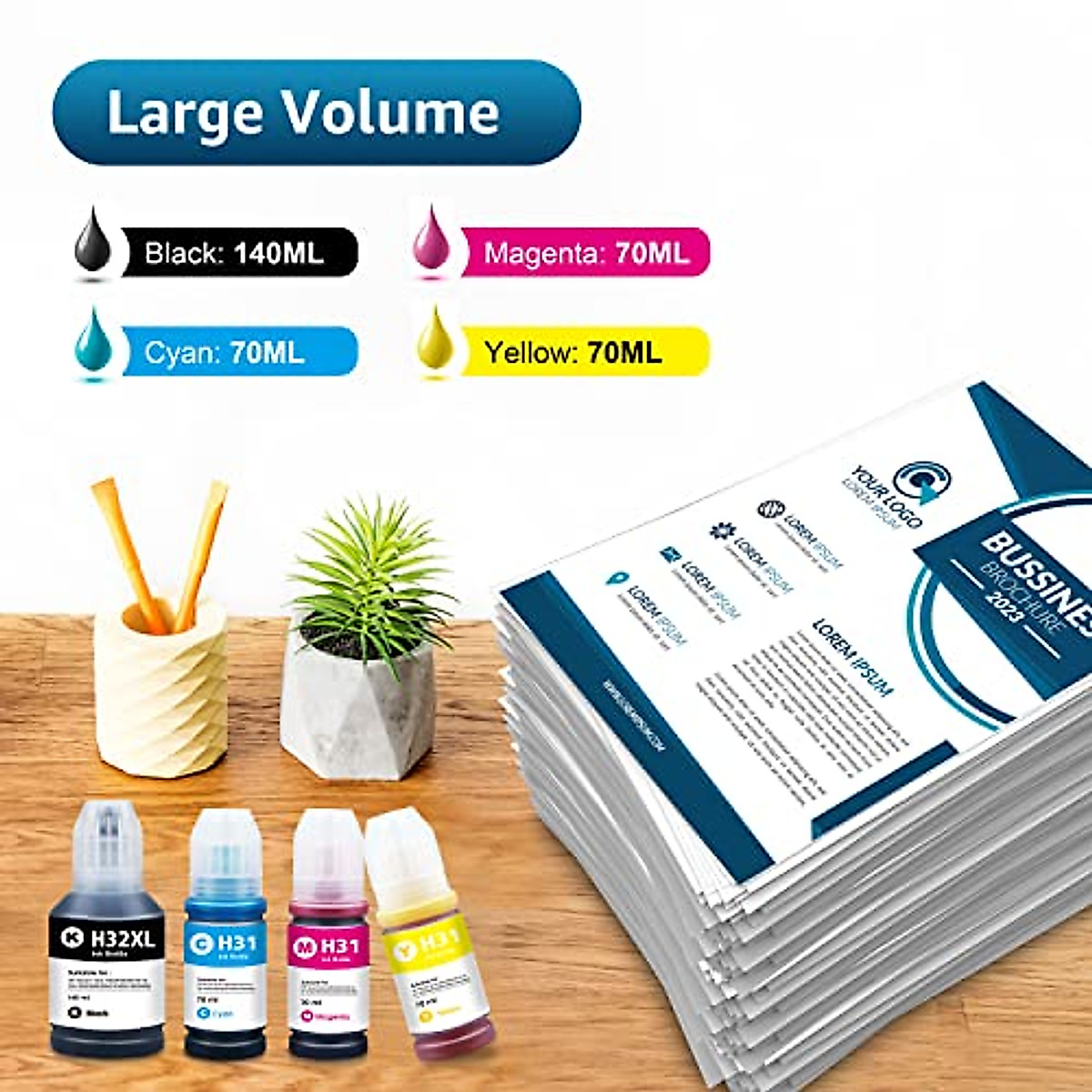 Transpex Compatible Ink Bottle Replacement for 32XL - 31 Refill Ink Use with Smart Tank 7301 7602 7001 6001 5101 551 651 Ink Tank Printers(1 Black 1 Cyan 1 Magenta 1 Yellow)