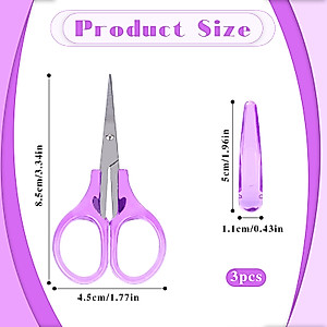 3Pcs Small Scissors All Purpose Craft Scissors Stainless Steel Scissors with Protective Cover Mini Detail Craft Scissors Precision Straight Fine Tips Design for Paper Cutting,Scrapbooking, Sewing