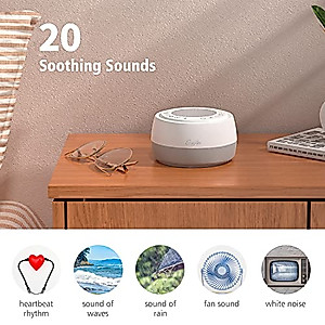 Sound Machine & Night Light & Bluetooth Speaker 3-in-1,CoocAni Rechargeable 6 Light Colors White Noise Machine with 20 Soothing Sound and Memory Function, Timer for Baby Kids Adults（Update）