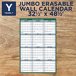 AT-A-GLANCE 2022 Erasable Calendar, Dry Erase Wall Planner by AT-A-GLANCE, 48" x 32", Jumbo, Vertical, Reversible for Notes & Planning Space (PM31028)