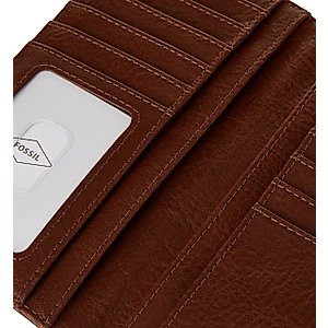 Fossil Women's Logan Leather Wallet RFID Blocking Tab Clutch, Brown (Model: SL7830200)