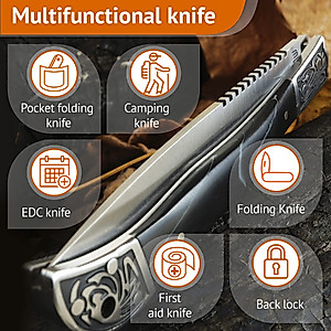 Bundle of 4 Items - Pocket Folding Knife - Military Style - Folding Knife - Tactical Knife - EDC Fold Knives - Sharp Blade Knifes - Best Pocket Knife for Urban Work Hobby Unboxing - 18,5 Machete