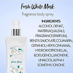 Body Fantasies Signature Fragrance Body Spray, Fresh White Musk, 8 Fluid Ounce