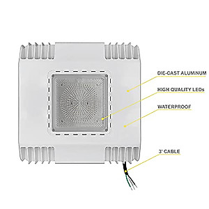 NUWATT | 2 Pack | Waterproof LED Canopy Gas Station Light 150W Ultra Bright Daylight 5000K, 18000 Lumens, Internal Driver, Outdoor High Bay Garage Subway 120-277V DLC Listed