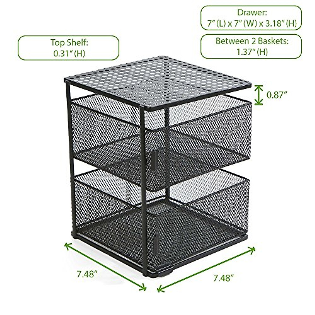 Mind Reader Storage, Black 2 Magnetic Rack