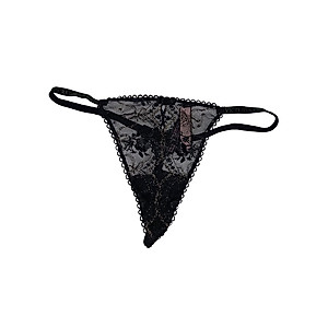 Victoria's Secret Very Sexy Rose and Bows V-String Panty Color Black New (X-Small)