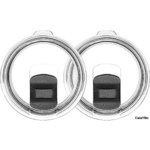 30oz Tumbler Lid, Replacement Lids Compatible for YETI 30 oz Tumbler, 14 oz Mug and 35 oz Straw Mug- Replacement Slide/Cover Magnetic Slider Switch,2Pcs Black