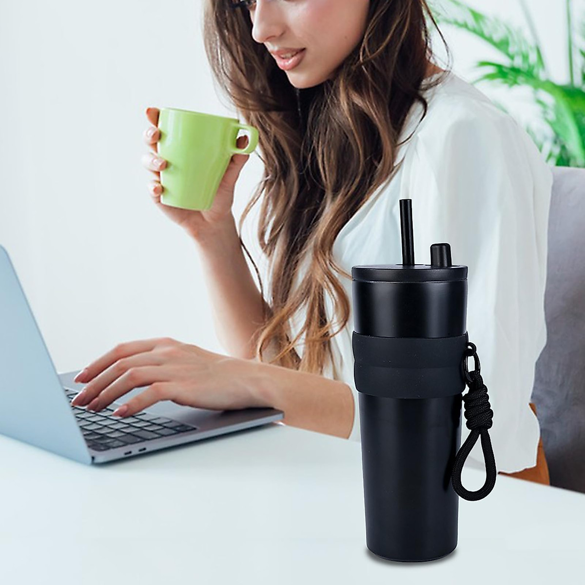 cdar Stainless Steel Coffee Cup 710ml Double-layer Insulated Coffee Mug Tumbler Travel Flask Hot Cold Water Bottle Car Vacuum Flask Black