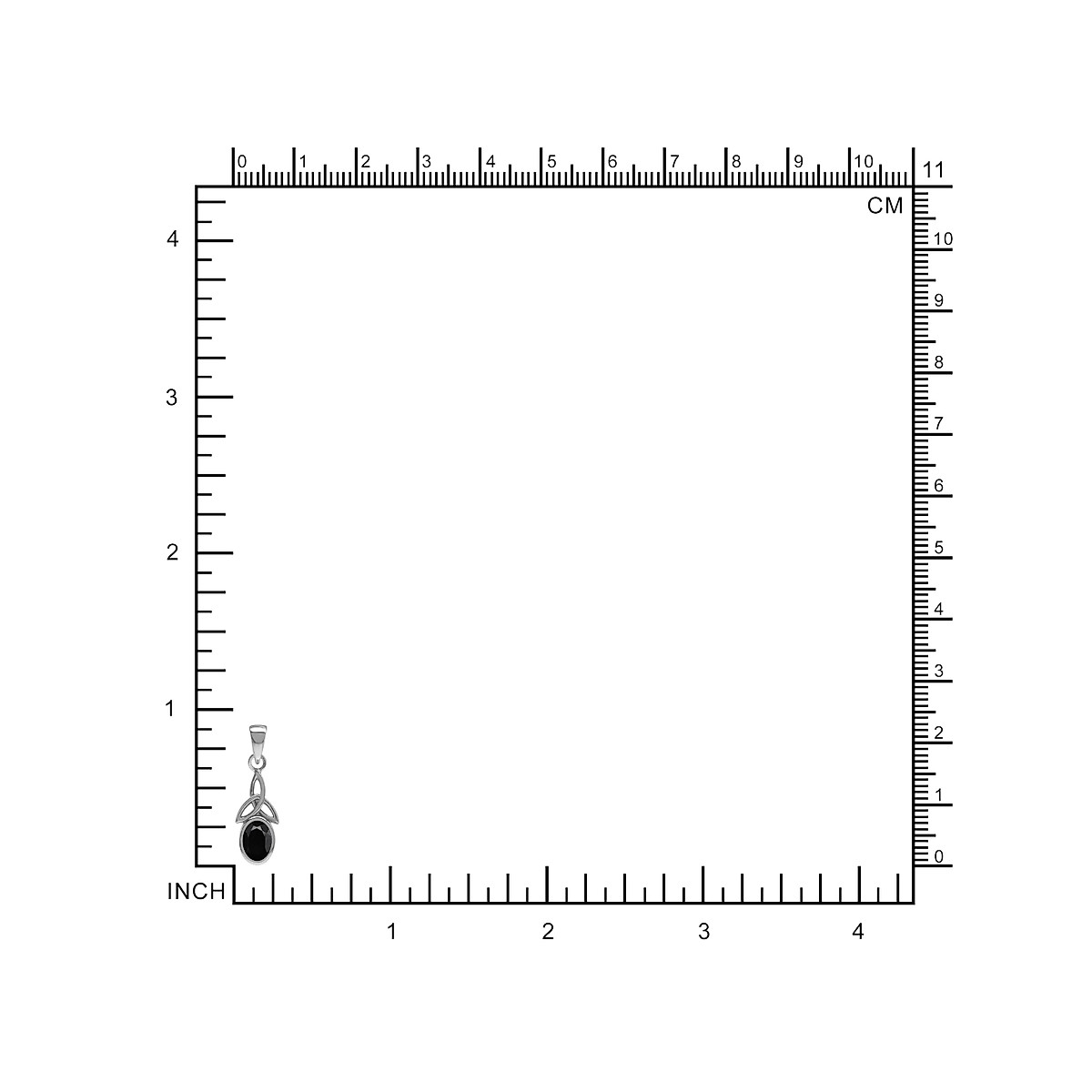 Silvershake Natural Black Onyx 925 Sterling Silver Triquetra Celtic Knot Pendant with 18 Inch Chain Necklace