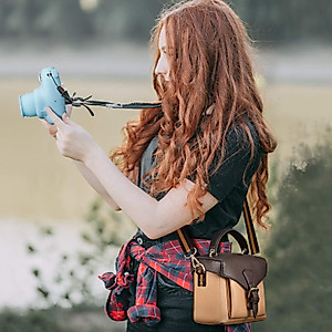 FINPAC Protective Case Leather Crossbody Handbag for Fujifilm Instax Mini 12/11/9/8+/8/90/70/40/26+/25/7s/Mini LiPlay/Square SQ1/SQ6/SQ40 Polaroid PIC-300 Instant Camera with Film Pack Pocket, Brown