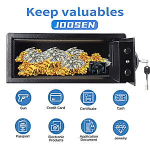 Joosen Safe Box,1 Cubic Feet Money Pistols Document Personal Screct Mini Small Safe Mounting On Floor Wall Of Home Office Hotel,Ditigal Electric Safety Box With Keypad Override Keys