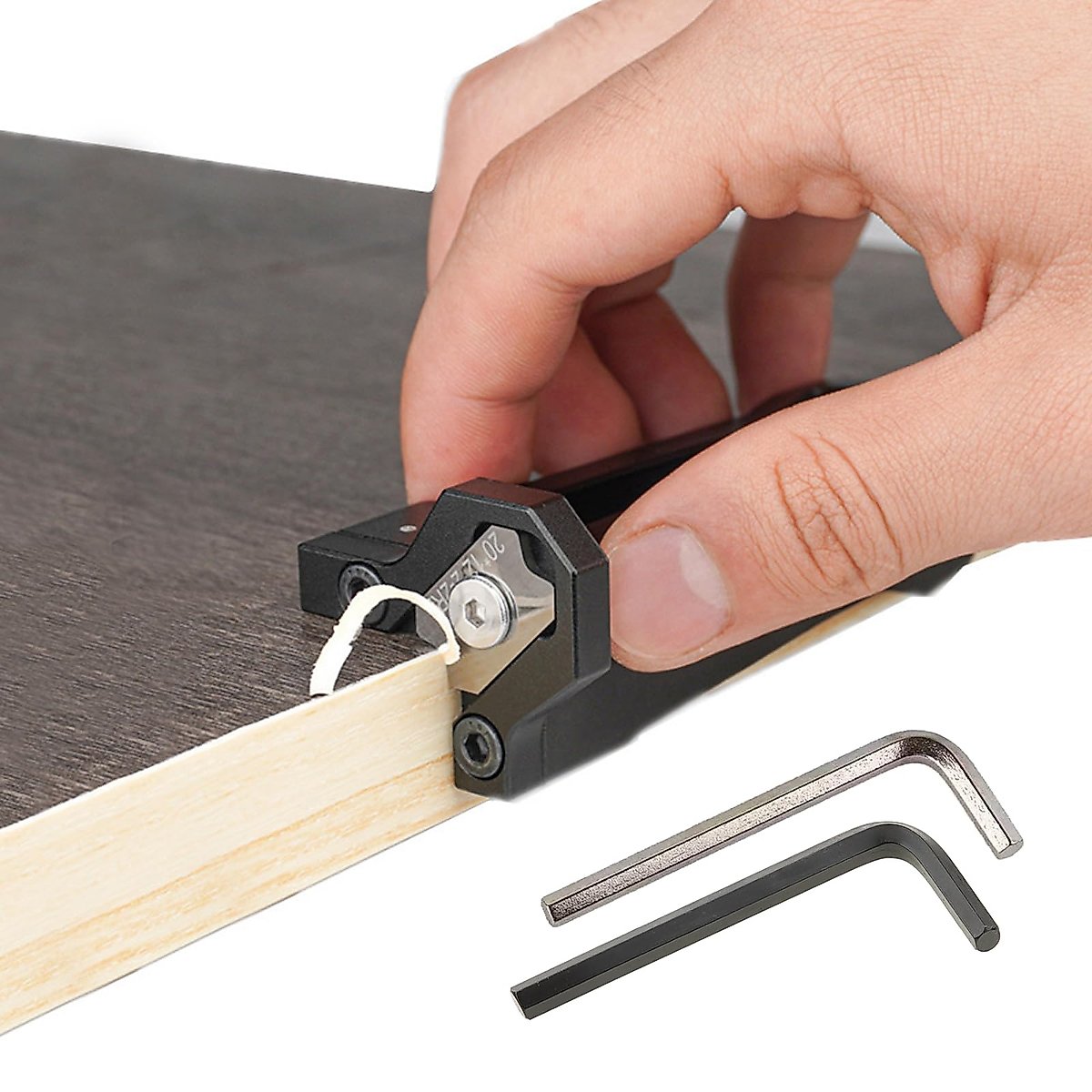 Funnytek Edge Banding Trimmer - Chamfer Plane Edge Banding, Handle Edge Trimmer Manual Planer Woodworking Blade Edge Corner Planer Quick Edge Chamfer Burr Scraper Tool for Deburring Sealing (R1)