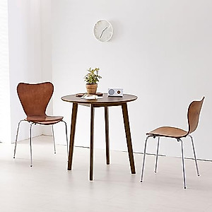 Livinia No.7 Mid-Century Modern Wooden Dining Chairs Set of 2, Contemporary Stackable Bentwood Kitchen Interior Armless Chairs with Steel Legs (Walnut)