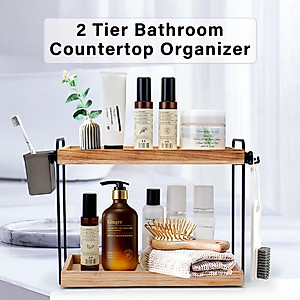 WILLKOMMEN 2-Tier Bathroom Counter Organizer, Wood Vanity Counter Shelf, Organizer Countertop for Skincare, Makeup Organizer, Bathroom Organizers and Storage for Kitchen- Original Style
