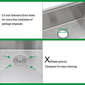 Talllor 27 Kitchen Sink Undermount 27"x19" Stainless Steel Undermount Sink Workstation Single Bowl Large Deep 16 Gauge Handmade Under Counter Kitchen Sink Basin with Accessories