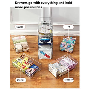 YouLike 2Pack Stackable Refrigerator  Organizer Drawer Clear Plastic Kitchen Cabinets Pantry Storage Containers Bedrooms, Bathrooms(13.5”x5”x4.5”)