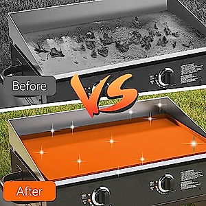 Wohbay Griddle Mat for Blackstone, 28" Food-Grade Silicone Mat for Griddle Surface, Blackstone Griddle Accessories, Griddle Outdoor Protector - Orange