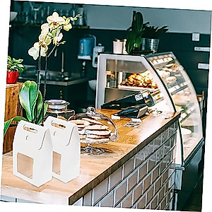 ULTECHNOVO 12pcs Cupcake Boxes Window Gift Bag Mini Muffin Mini Containers Clear Cake Box Small Baking Boxes Kraft Cupcake Holder Christmas Gift Bags Muffins Packaging Box Cake Container Box