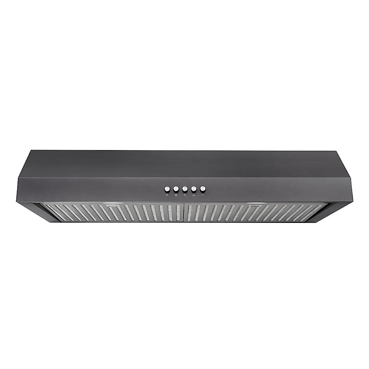 30 in. W 7 in. 370 CFM Under the Cabinet Range Hood with LED Bulbs in Black Stainless Steel
