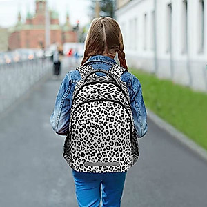 Kcldeci Backpack for Girls-Boys Animal Leopard Gray Colors Middle-School Elementary Bookbags School Book Bag Travel Bag