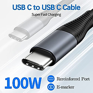 Deegotech USB C to USB C Cable, [6.6Ft 2-Pack] Durable Nylon Braided 100W 5A USB C Cable PD Fast Charger Compatible with MacBook Pro, MacBook Air, iPad Pro/Air, Galaxy S22 S21-Black