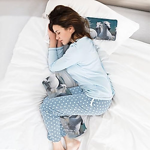 xigua Running Horses Neck Roll Pillow for Neck Relief with Removable Washable Cover - Memory Foam Round Cylinder Bolster, Ergonomically Designed for Head, Neck, Back, and Legs