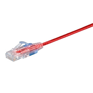 Monoprice Cat6A 2ft Red 10-Pk Patch Cable UTP 30AWG 10G Pure Bare Copper Snagless RJ45 SlimRun Series Ethernet Cable