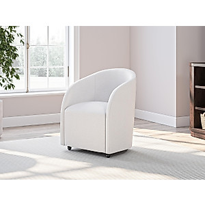 Signature Design by Ashley Korestone Contemporary Upholstered Home Office Desk Chair with Casters, White