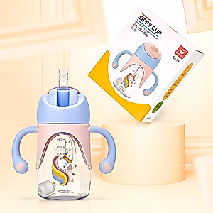 Sippy Cups for Baby 6+ Months Unicorns Sippy Cup for 1+ Year Old - 2 in 1 Spout & Straw Baby Sippy Cups 6-12 months Toddler No Spill Transition Weighted Straw Sippy Cup - 8 oz. (1 Cup with 2 Nipples)