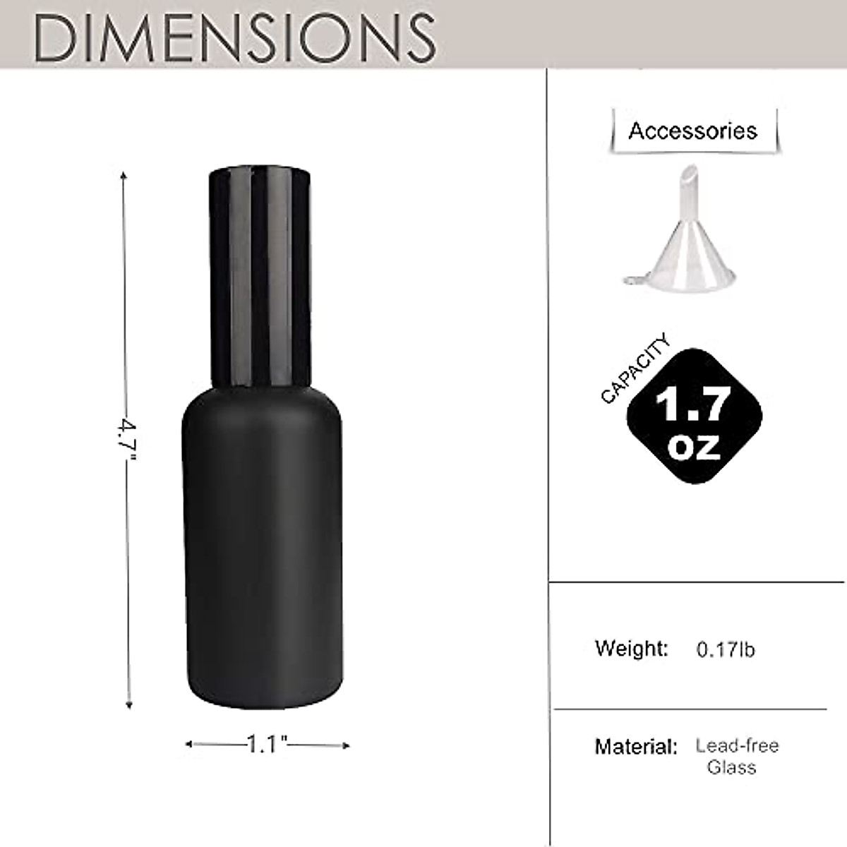 Cocktail Atomizer Sprayer - 1.7OZ / 50ml, Cocktail mister Vermouth Spritzer Bitters Spray Bottle for Cocktails Portable Perfume Refillable Sprayer, SC008 (Black)