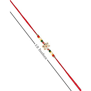 spelerio Bhaiya and Bhabhi Rakhi for Brother Rakshabandhan Thread Lumba Rakhi Floral with Pearl - Designer Lumba (Designer Lumba 4, Standard)