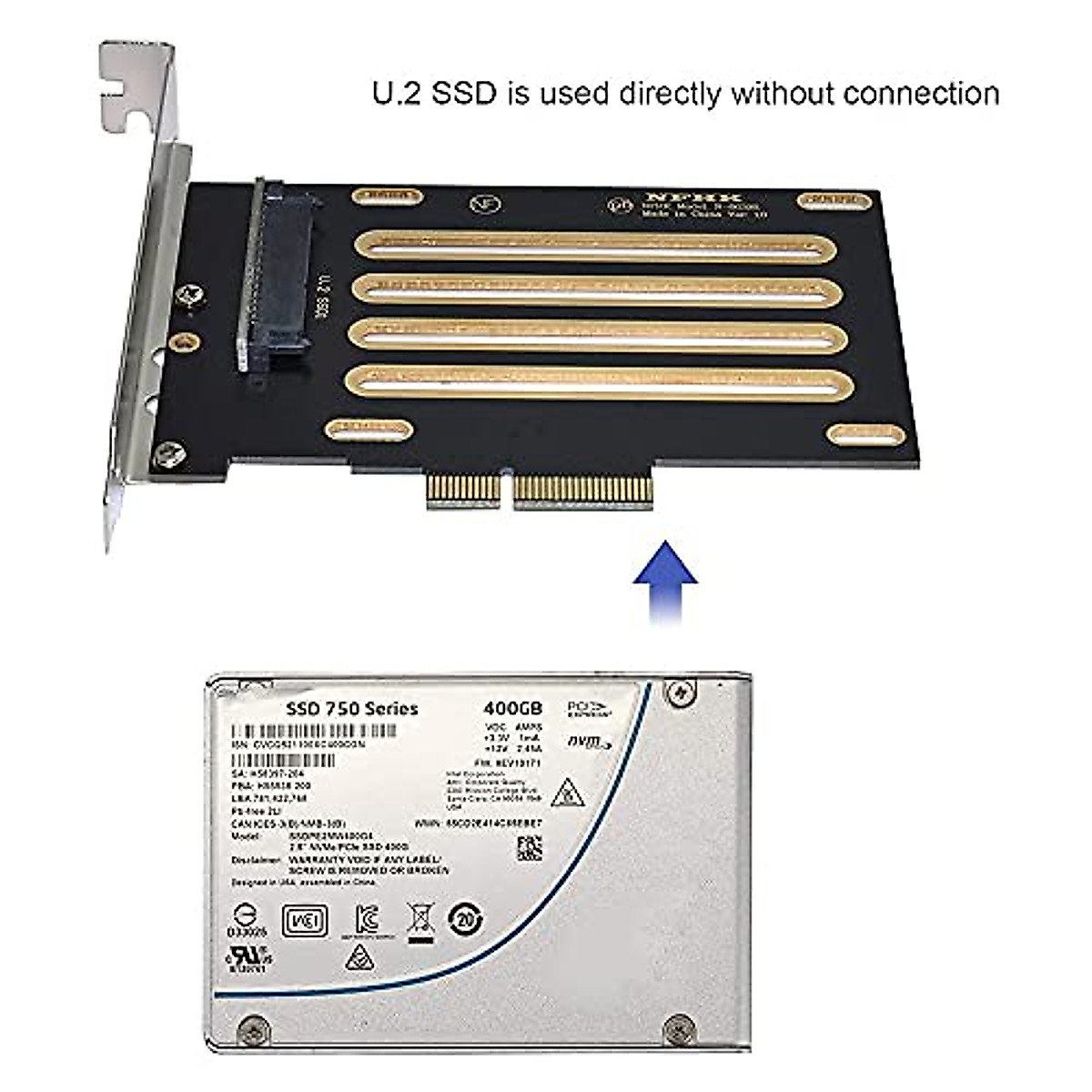 Viupolsor PCIE 3.0 X4 to U.2 U2 Kit SFF8639 Adapter for Motherboard 750 2.5inch NVMe PCIe SFF-8639 SSD Riser Card
