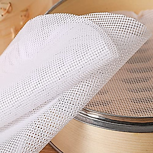 Silicone Steamer Liners Dehydrator Sheets, Famolay 6Pcs Bamboo Steamer Liner 10 Inch Fruit Dehydrator Non stick Reusable Mesh Baking Mat for Fruit Dryer Steamed Buns Dumplings Baking Supplies