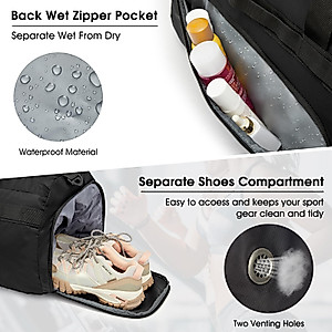 G4Free Gym Bag for Women Men 45L Duffle Backpack with Shoe Compartment Water Resistant Travel Weekender Bag, Black